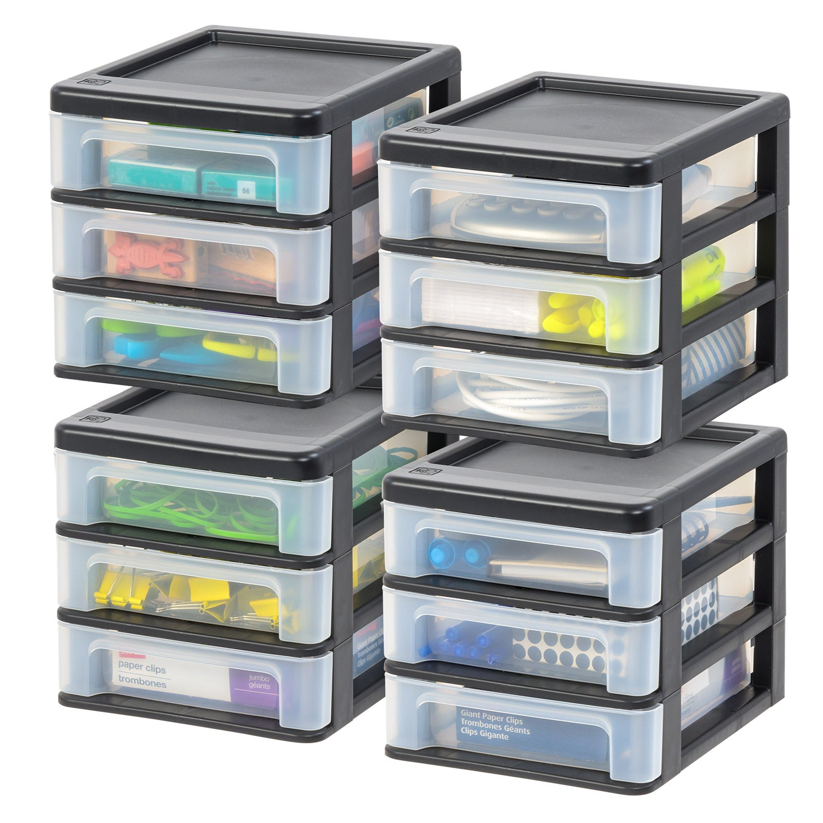 Compact Desktop Organizer Small - 3 Drawer 4 Pack – IRIS USA