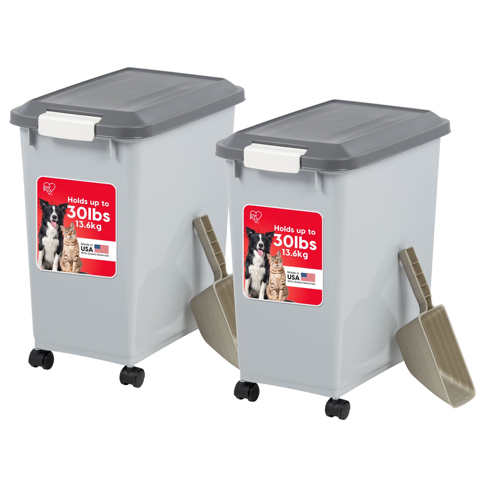 Airtight Pet Food Storage Container with Wheels with Built in Scoop Up ...