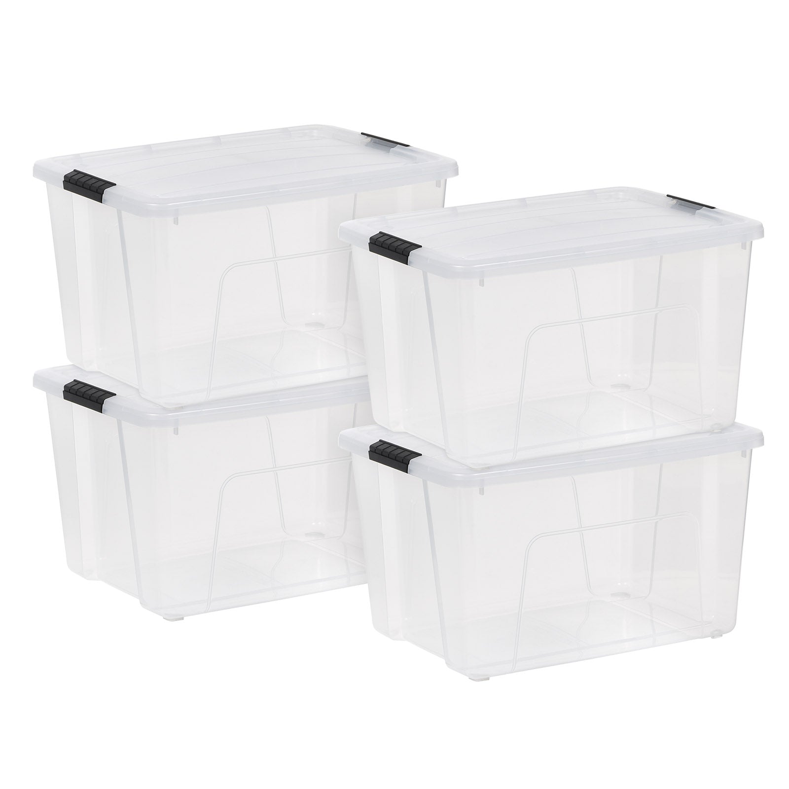 60 Qt. (15 Gal.) Clear Latch Box, Stackable Plastic Storage Bins with ...