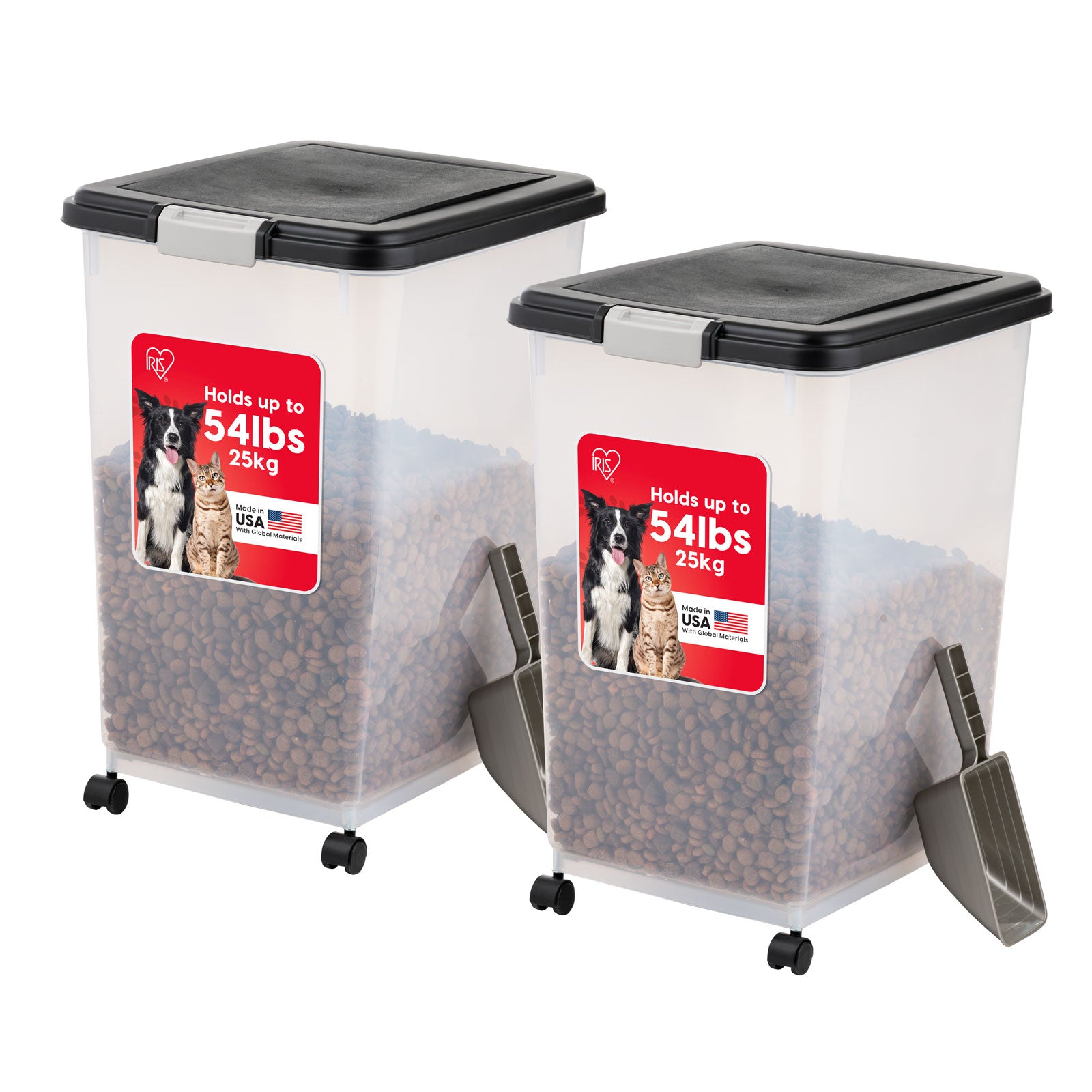 Airtight Dog Food Storage Container with Wheels 2 pack, Up to 54 lbs B ...