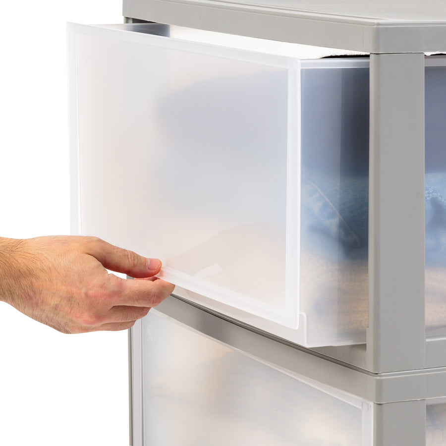 47 Qt. Extra Large Plastic Stackable Storage Drawers, Modular, Gray Cl ...