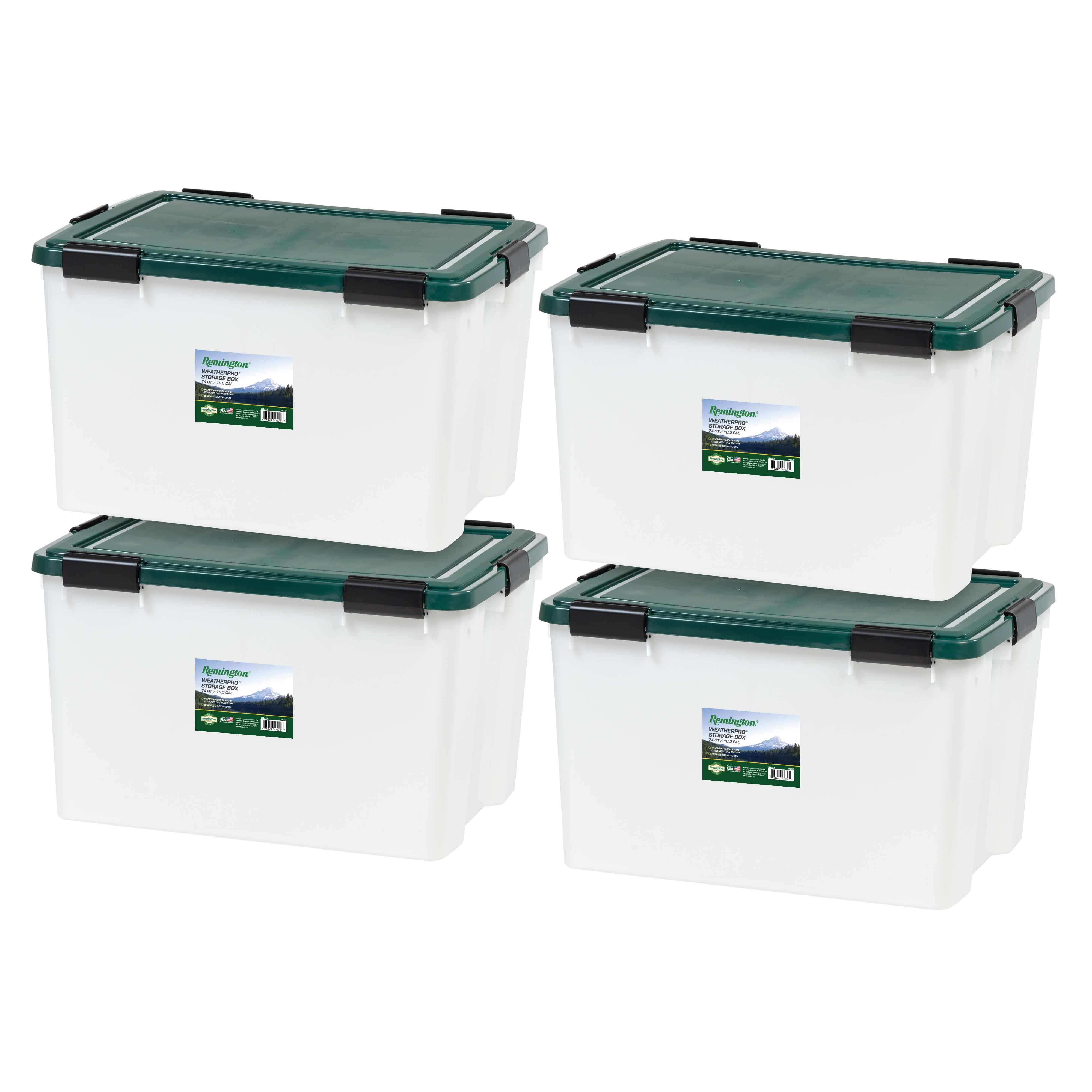 Remington Weathertight Heavy Duty Storage Tote 74Qt 4pk – IRIS USA