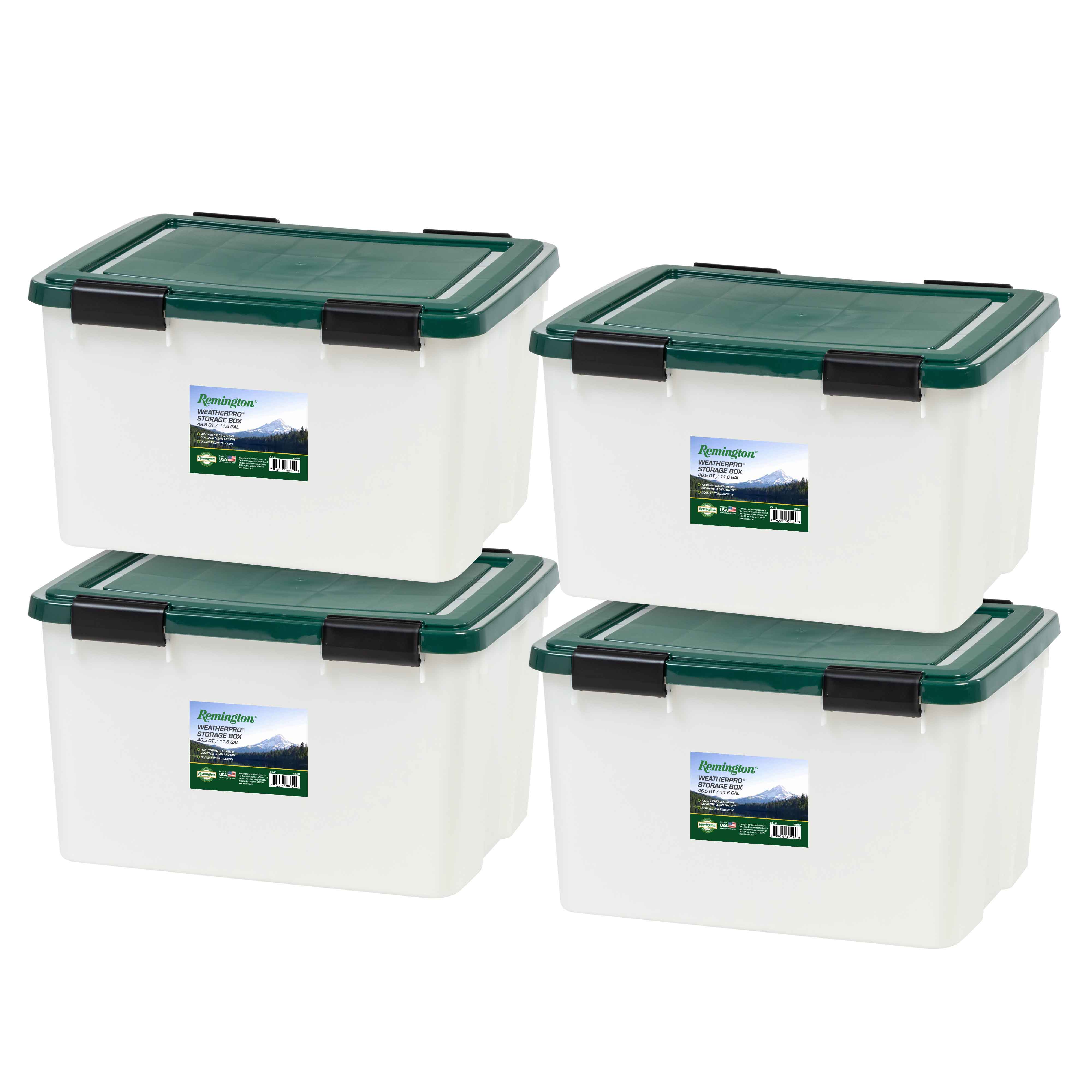 Remington Weathertight Heavy Duty Storage Tote 46.5Qt 4pk – IRIS USA