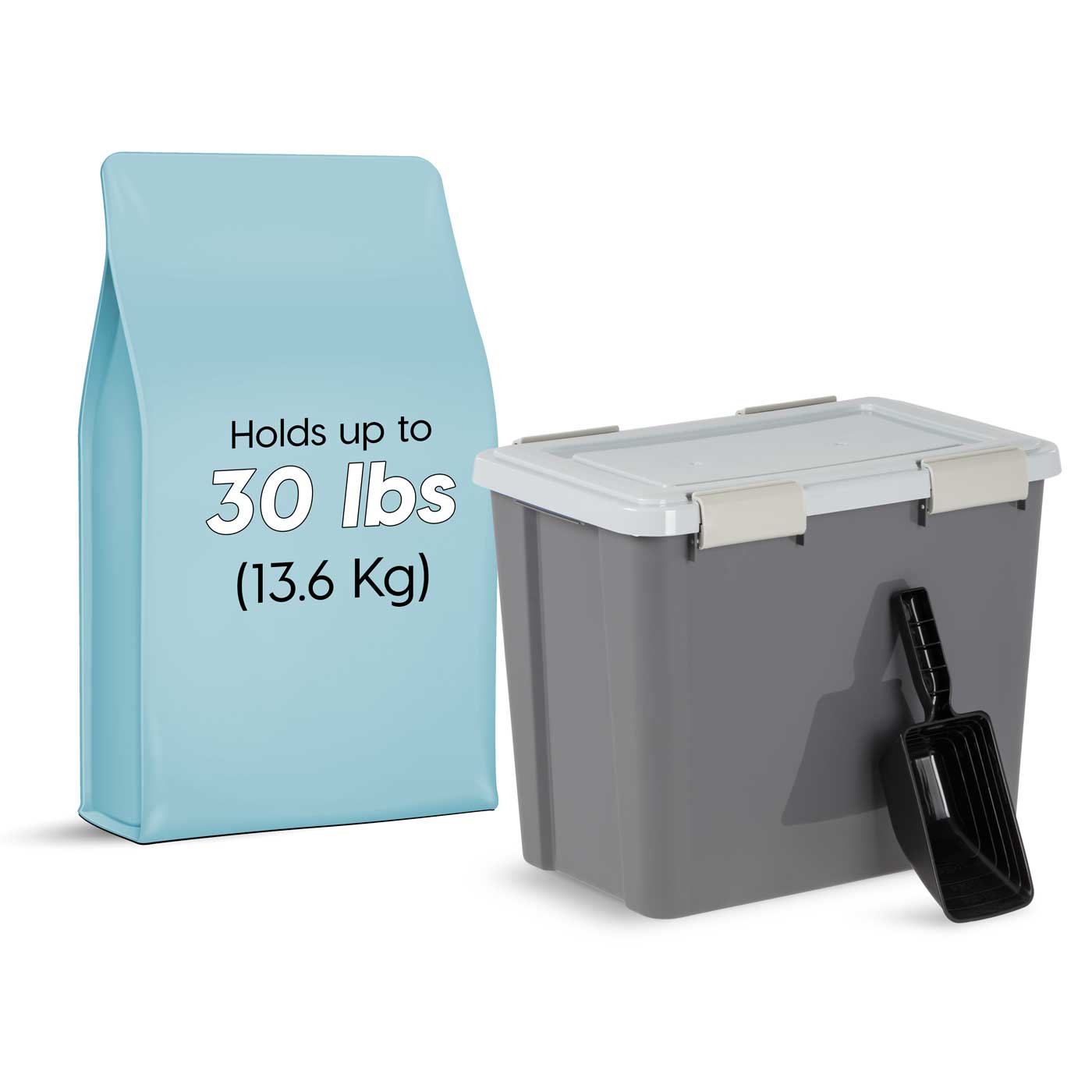 30 Lbs. Airtight Pet Food Container | Dog & Cat Food Storage Bin with ...