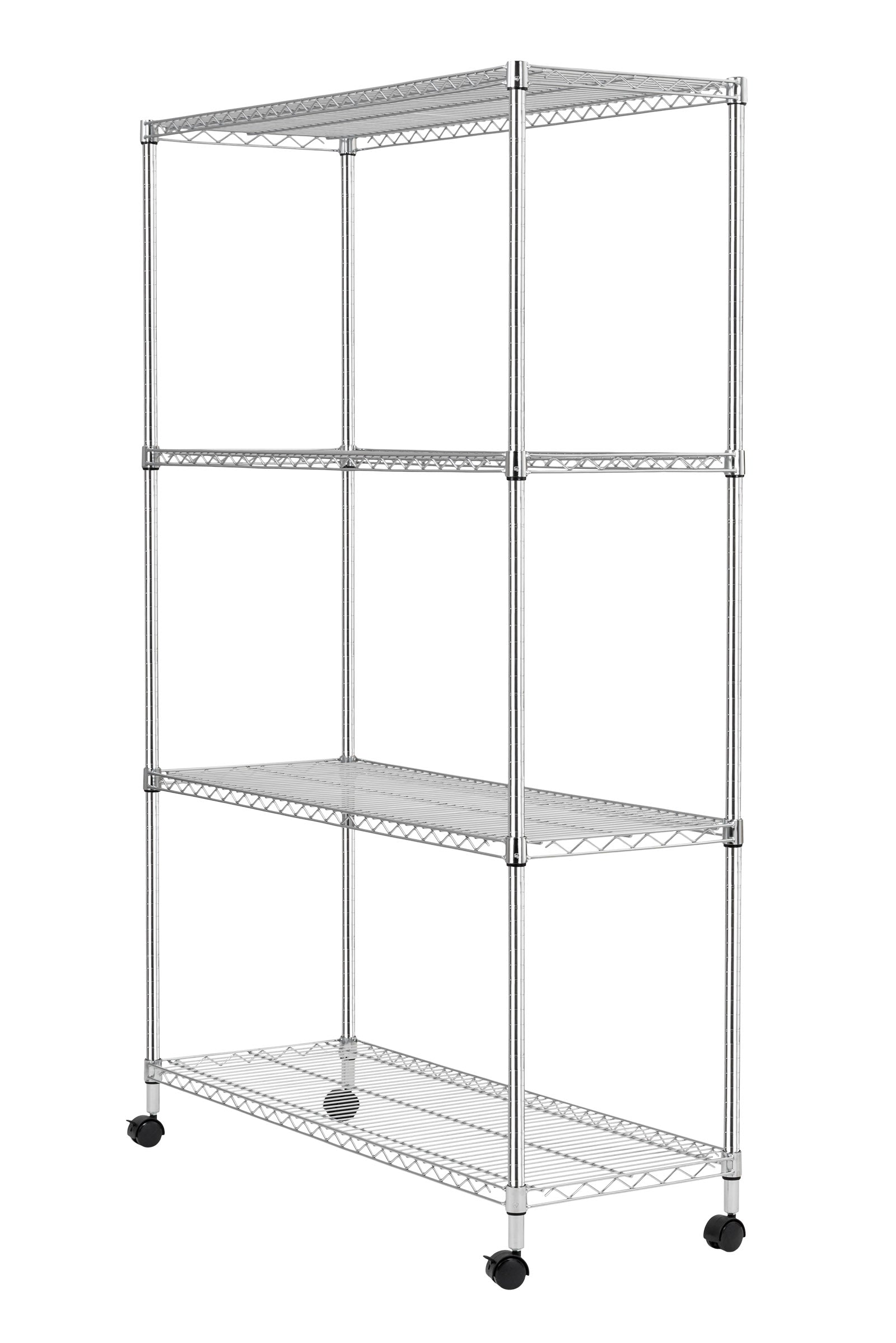 4-Tier Heavy-Duty Metal Wire Shelf with Caster Wheels,1200 lb. Capacit ...