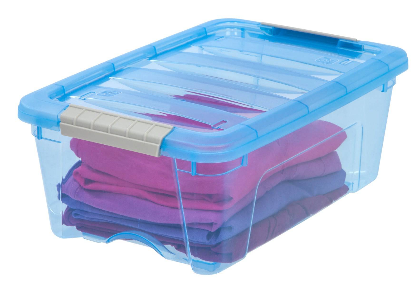 12 Quart Stack & Pull Box, 6 Pack, Trans Blue – IRIS USA
