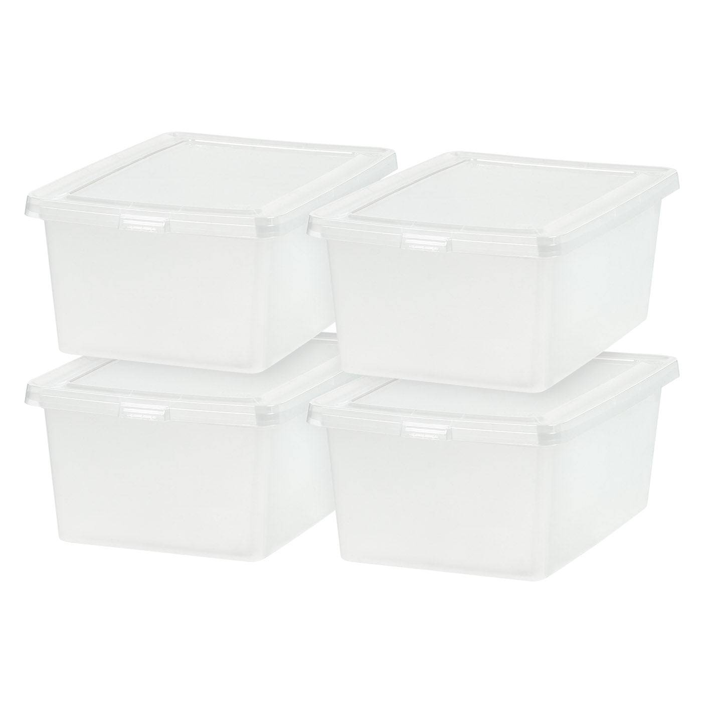 17 Quart Plastic Storage Bin Tote Organizing Container with Latching L ...