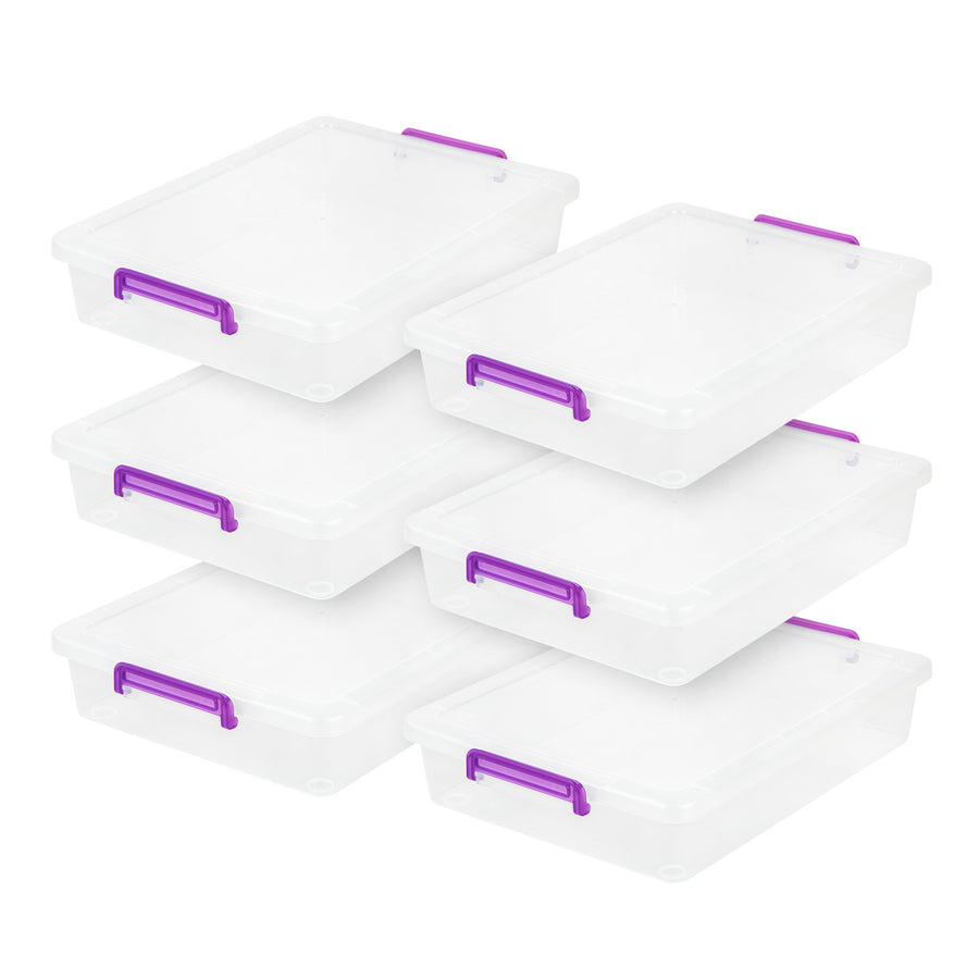 Large Modular Latching Box - Purple Handle, 6 Pack, Clear – IRIS USA, Inc.