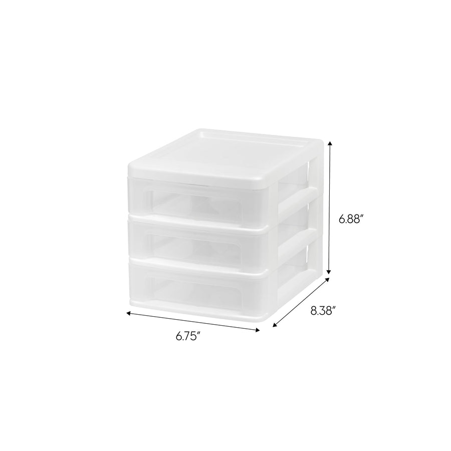 Compact Desktop 3-Drawer System, 4 Pack, White – IRIS USA