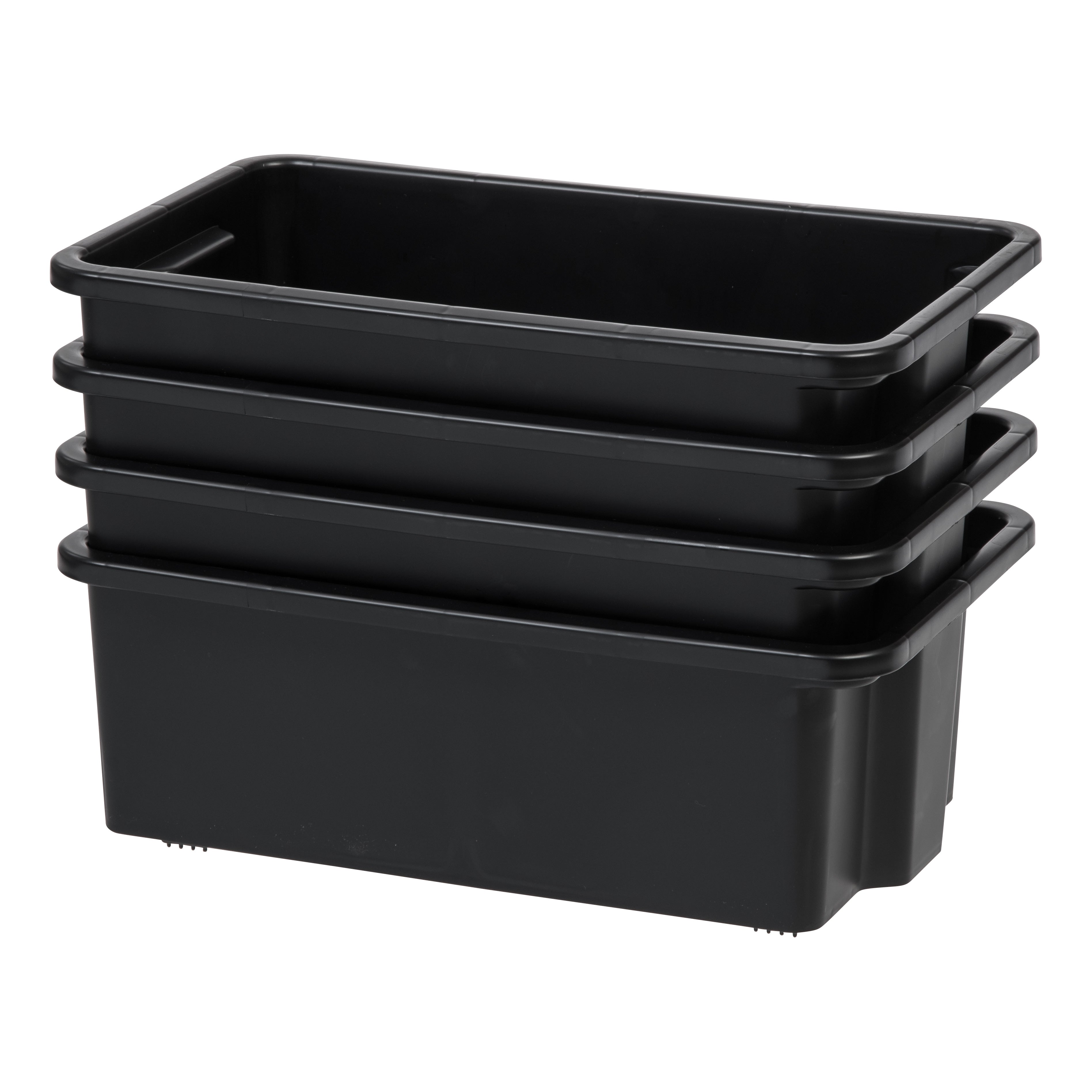 Small Stacking Storage Tray, 4 Pack, Black | IRIS USA, Inc.